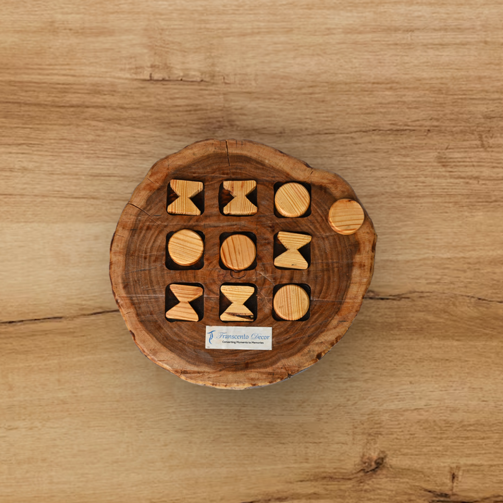 Wooden Log Tik Tak Toe Game Set – Rustic Handcrafted Fun